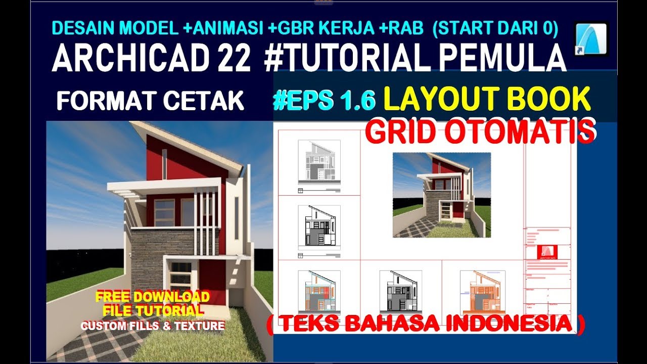 BIM TUTORIAL ARCHICAD 22 PEMULA *Eps 4. PRINT KOMPLIT: Auto Grid Master ...