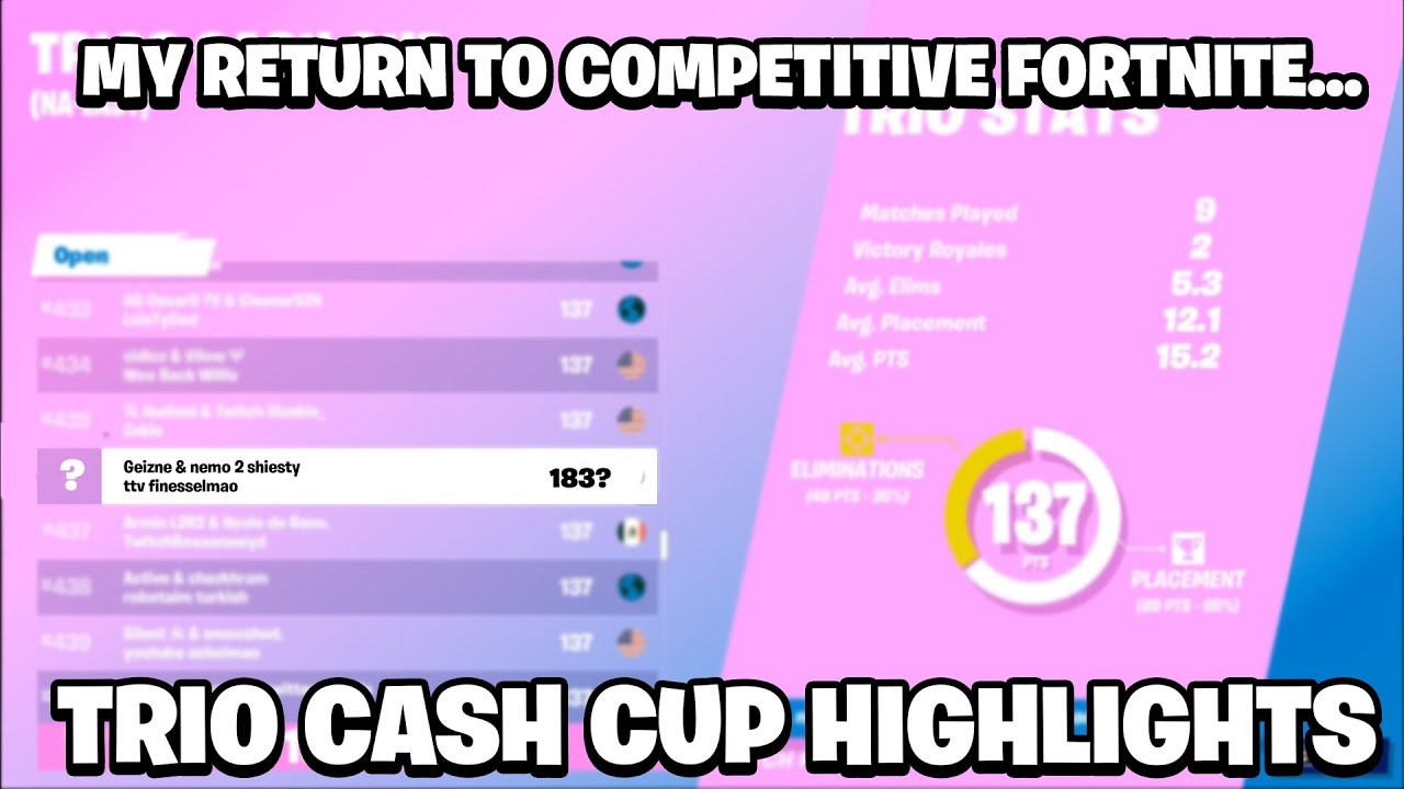 My Return To Competitive Fortnite... (Trio Cash Cup Highlights) - YouTube