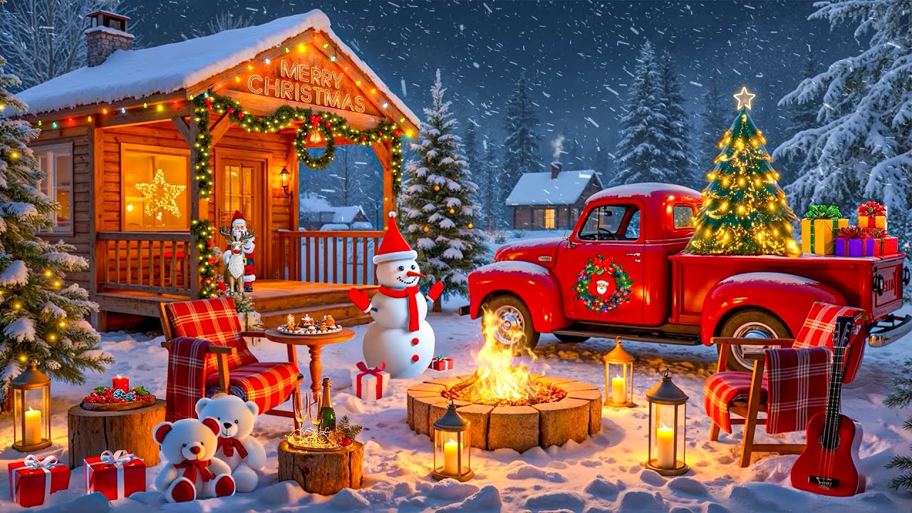 Beautiful Snowy Christmas Ambience ☃️ Relaxing Instrumental Christmas ...