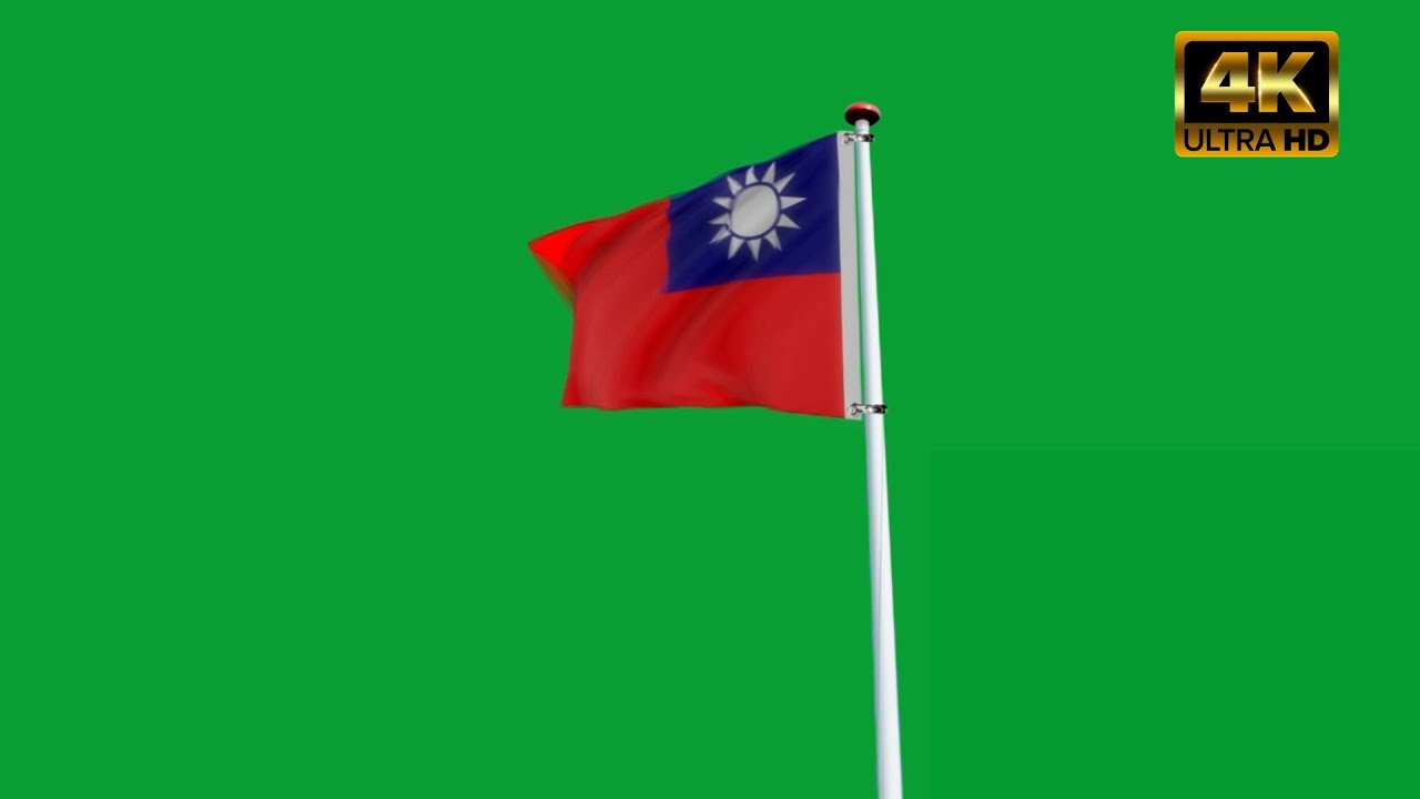 taiwan flag waving green screen 4k video free download - YouTube