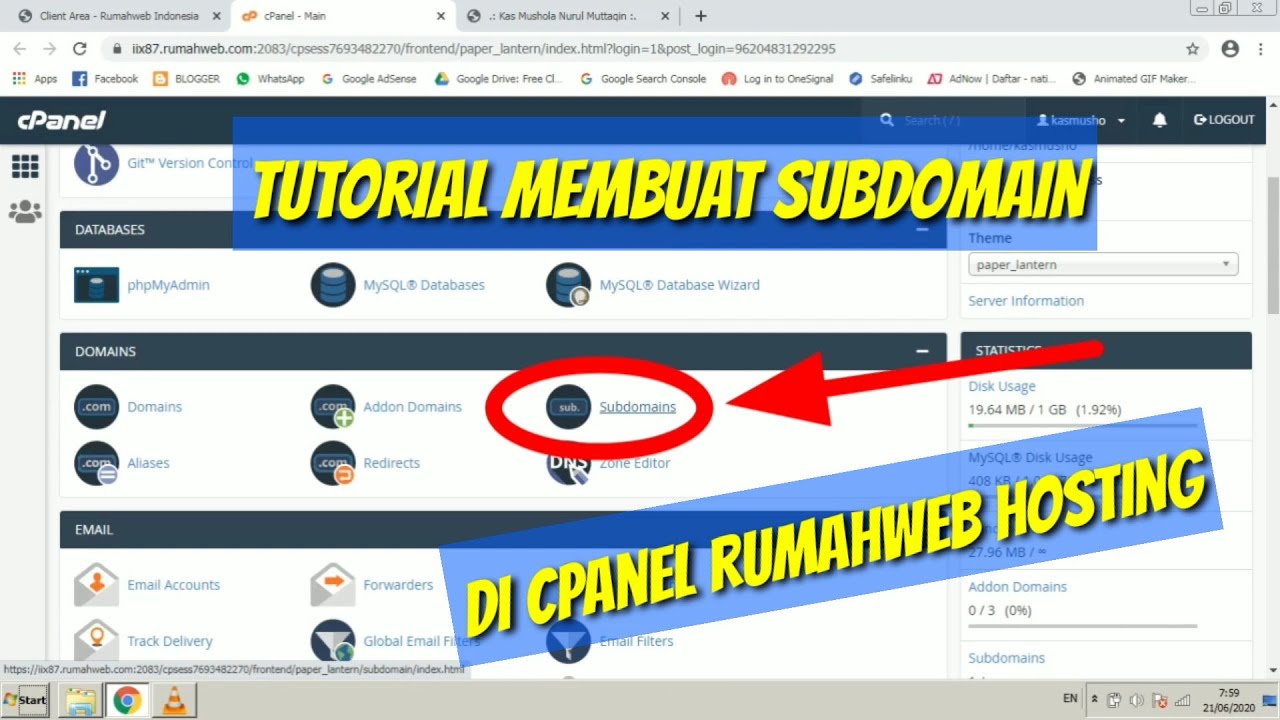 Cara Membuat Subdomain di Cpanel Rumahweb - YouTube