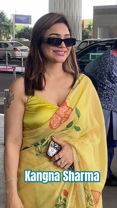 Kangna Sharma looking So gorgeous in Yellow Saree Spotted at airport @kangnasharma16 - YouTube