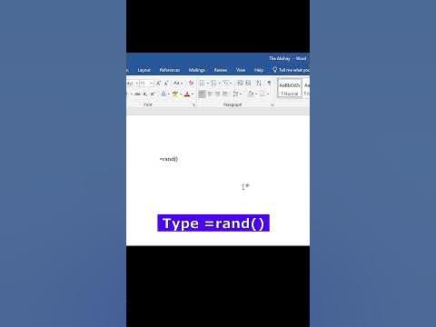 Insert Random Text in Word Document - YouTube