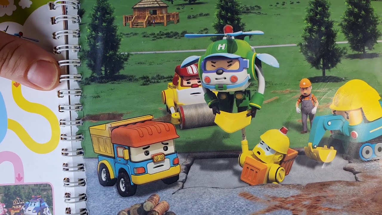Robocar POLI Water book Drawing play - YouTube