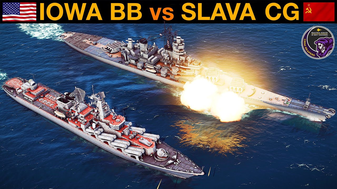 US Iowa Battleship vs Soviet Slava Missile Cruiser (Naval Battles 154 ...