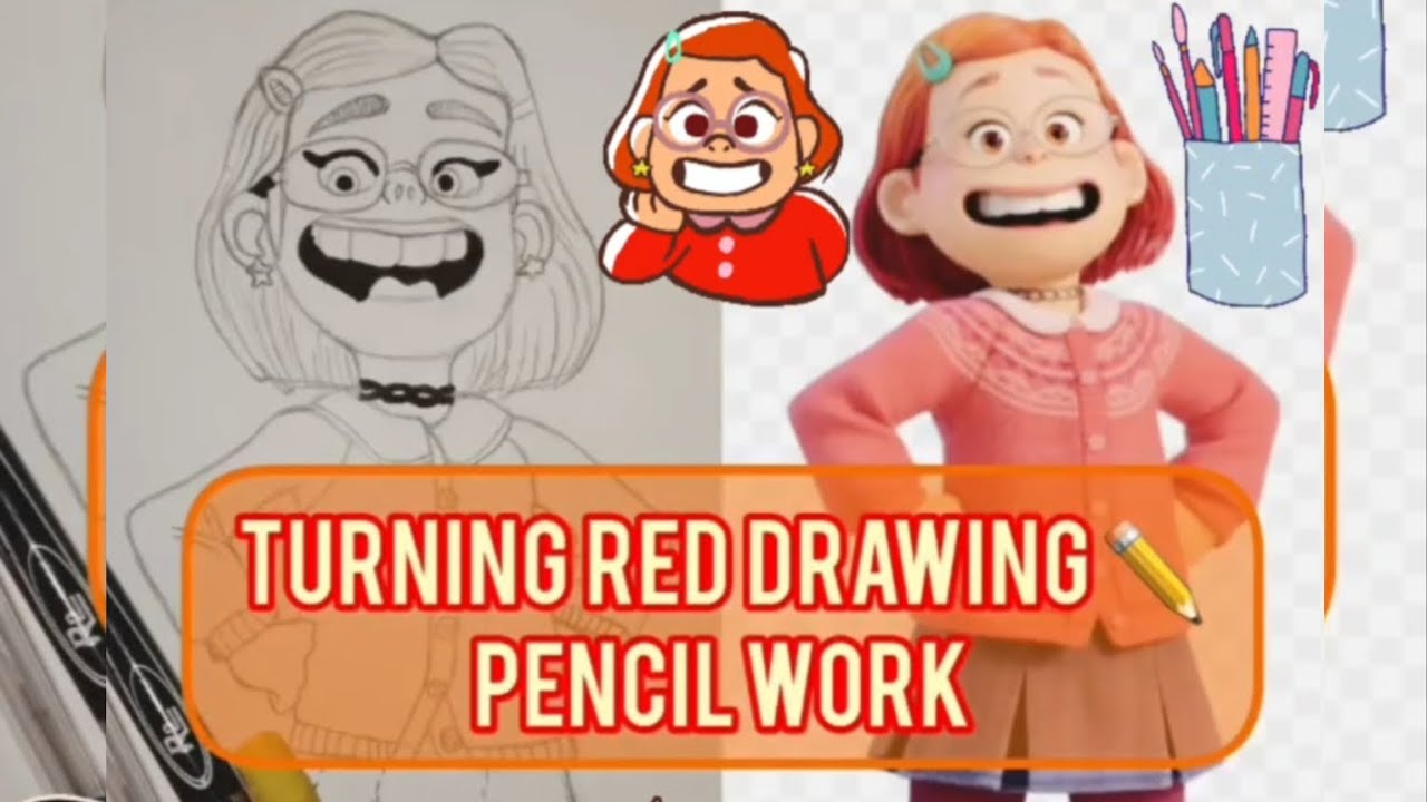 Drawing Turning Red 🟥🐼👩‍🦰 - YouTube