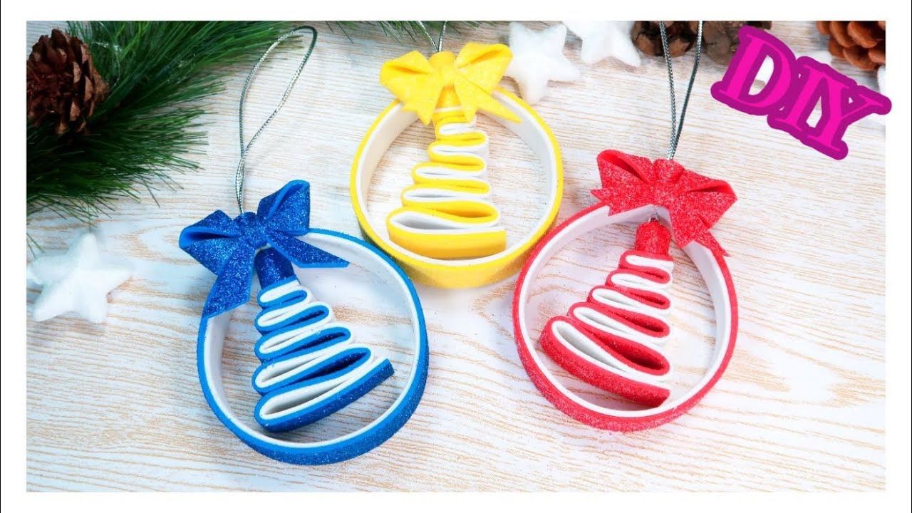 DIY Christmas ornament tutorial, glitter foam sheet crafts, christmas ...
