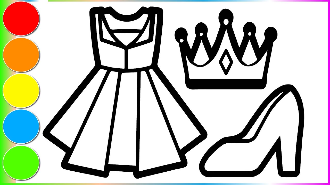 How to draw a cute princess dress and tuxedo for kids || How to draw ...