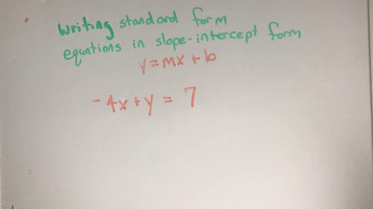 Alg1 5M: Convert Standard Form Equations to Slope-Intercept Form (3 ...