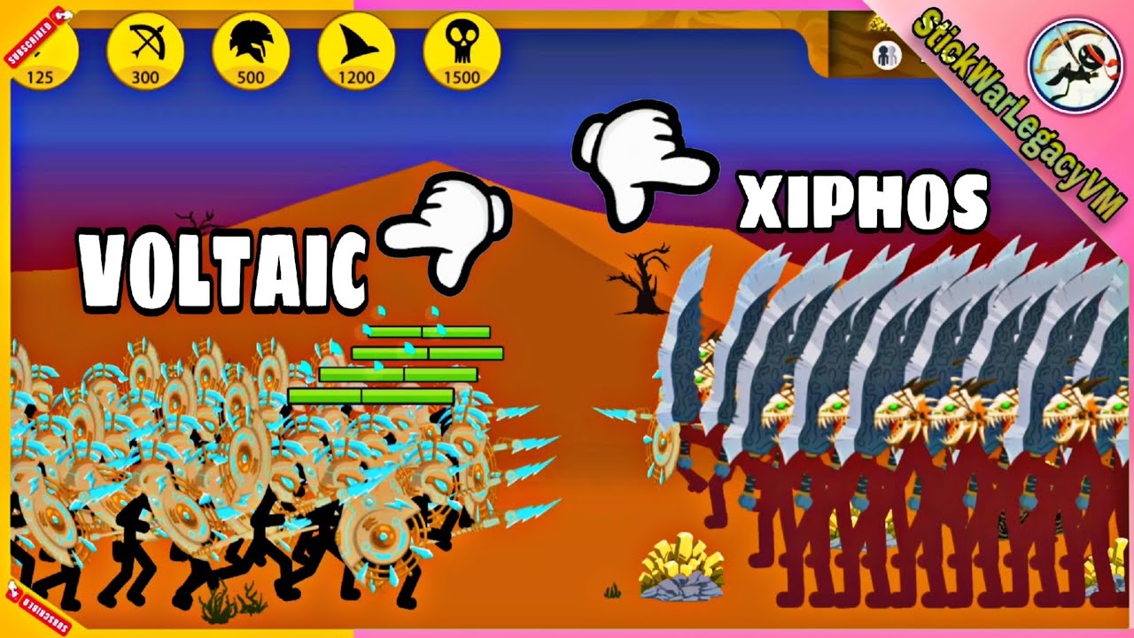 XIPHOS LEADING MEGA BOSS VOLTAIC DUAL WEAPON x9999 ARMY | Stick War ...