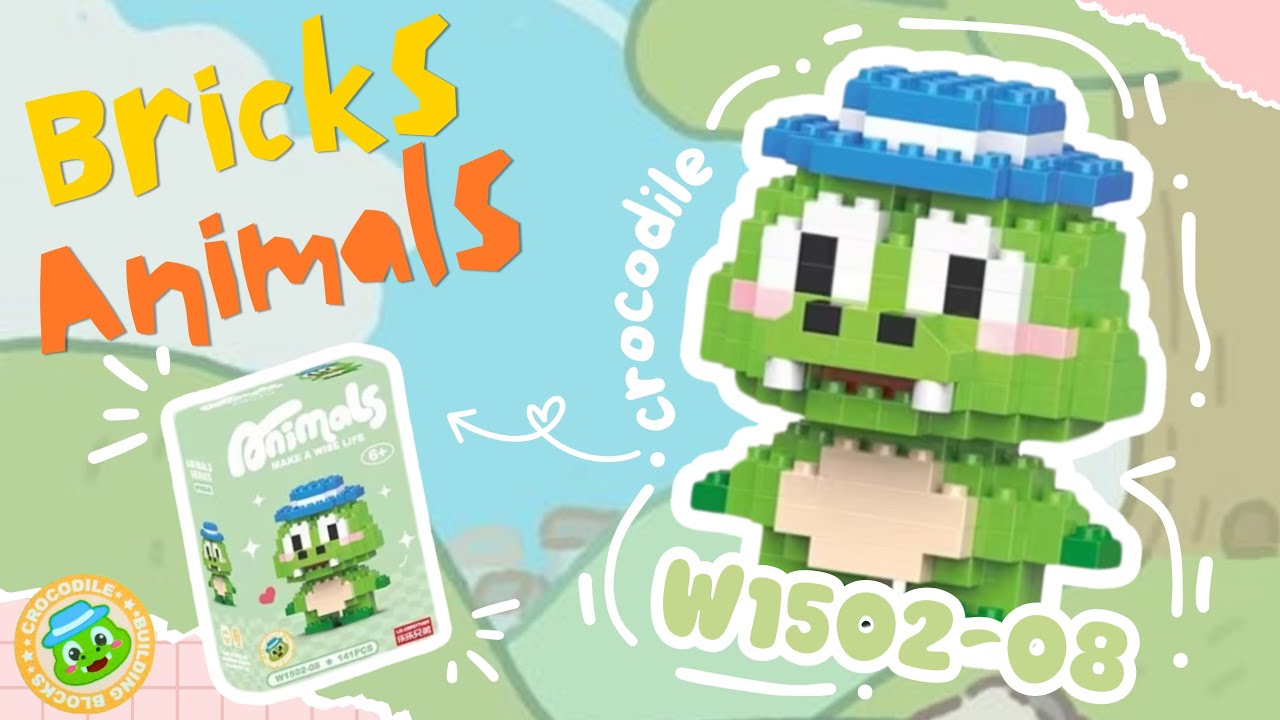 Bricks Tutorial ꒱ How to Build Bricks Animals Crocodile "BUAYA" Mini ...