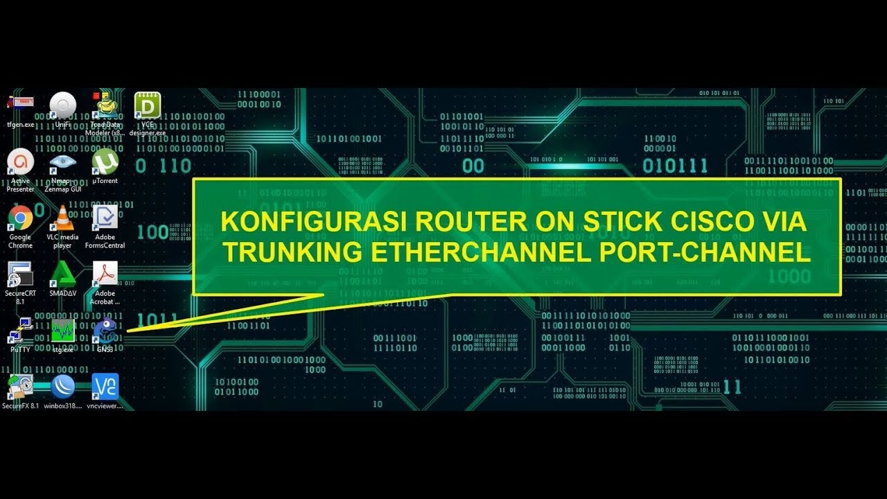 Konfigurasi Cisco Router On Stick Via Interface Port Channel - YouTube