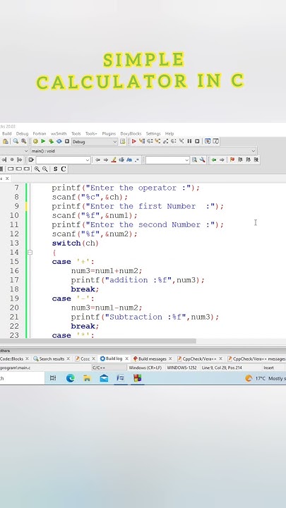simple calculator problem in c | calculator | calculator program in c #code #program #shorts # ...