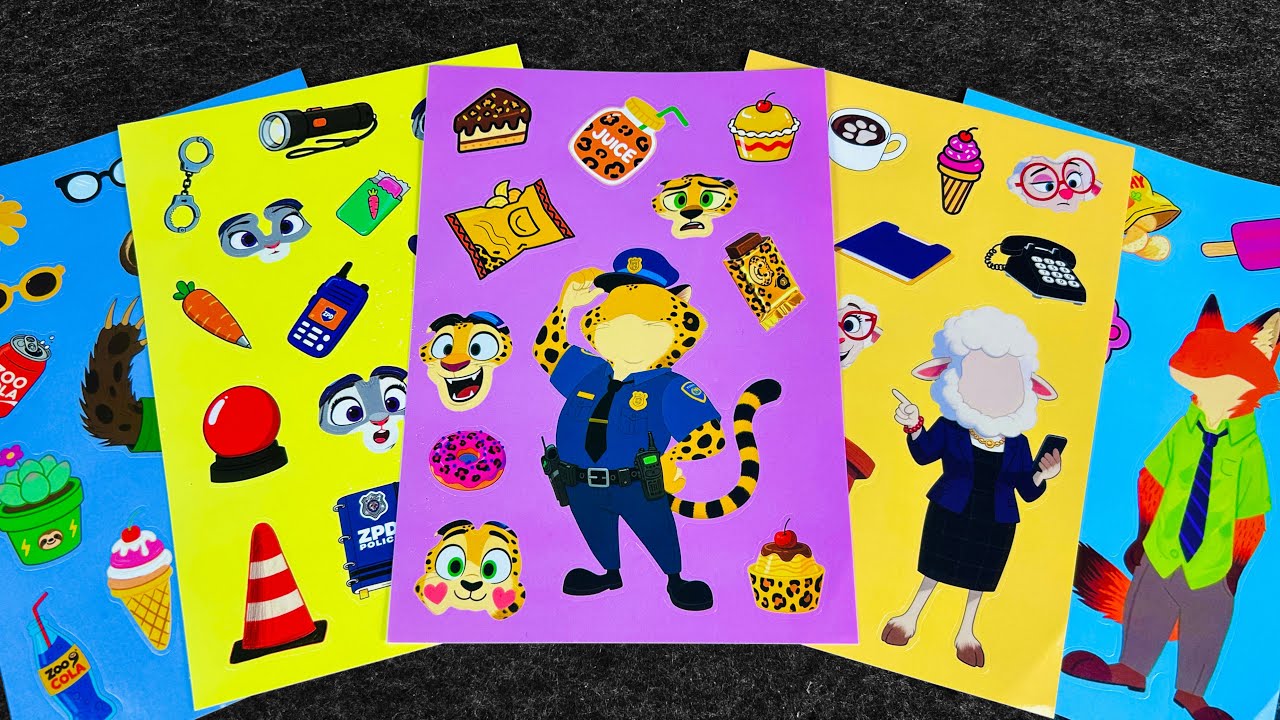 ASMR Satisfying Zootopia Sticker Book Decorating | Judy Hopps, Nick ...