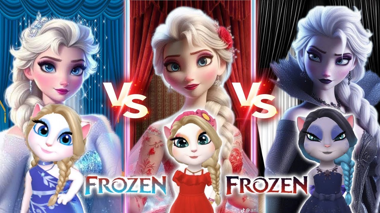 My Talking Angela 2 😻 || Firozen Red Elsa ️ vS Black Elsa 🖤 vS Blue ...