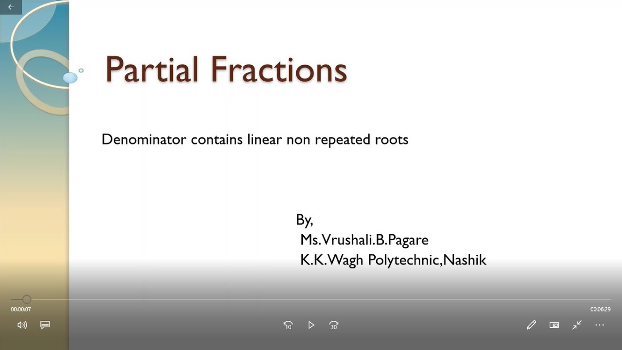 Denominator with linear non repeated roots - YouTube