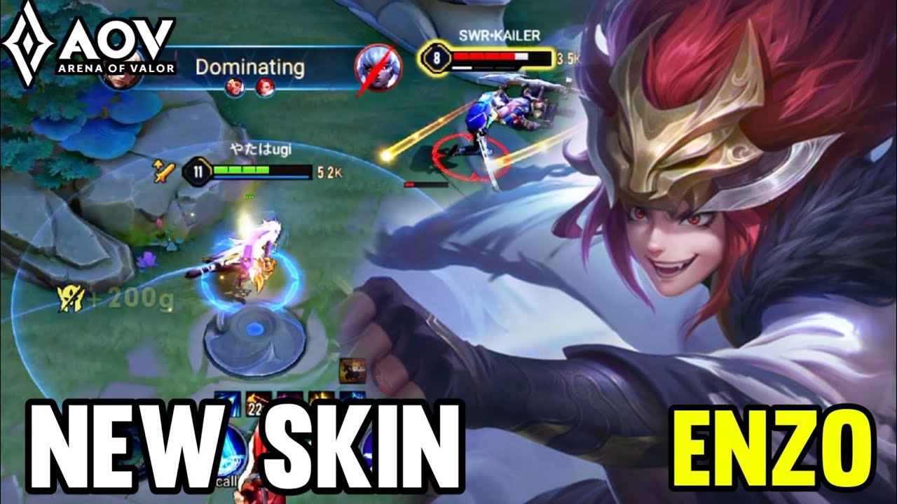 AOV : NEW SKIN ENZO GAMEPLAY | WHITE TIGER - ARENA OF VALOR LIÊNQUÂNMOBILE ROV COT - YouTube