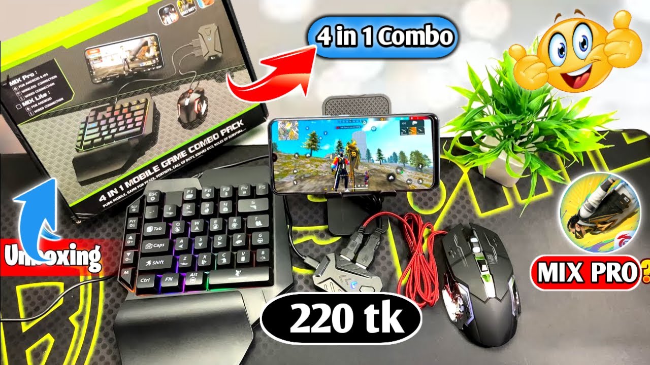 Mix Pro 4 in 1 Mobile Game Combo Pack Full Review & Keymaping Setting ...