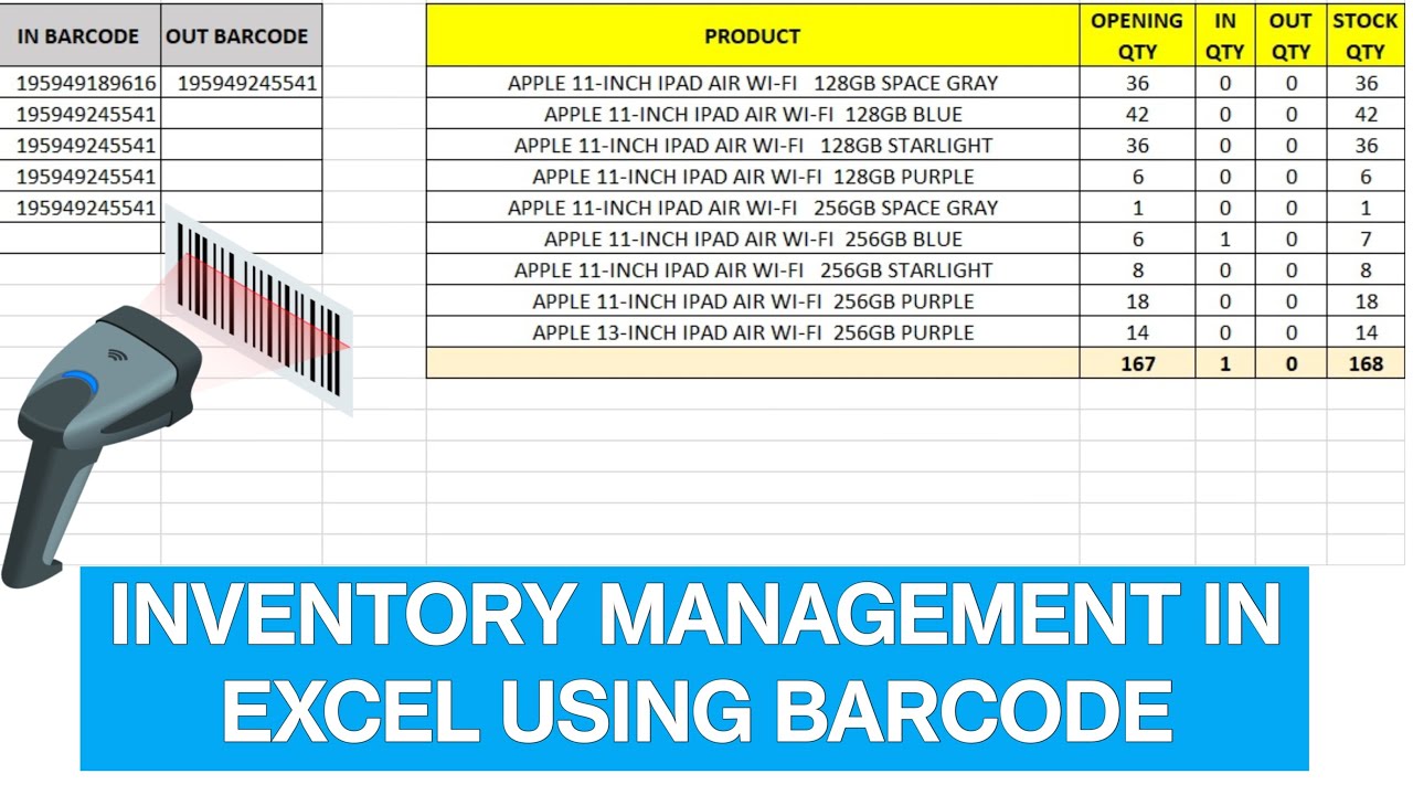 Inventory management with Barcode /EAN in excel #excel - YouTube