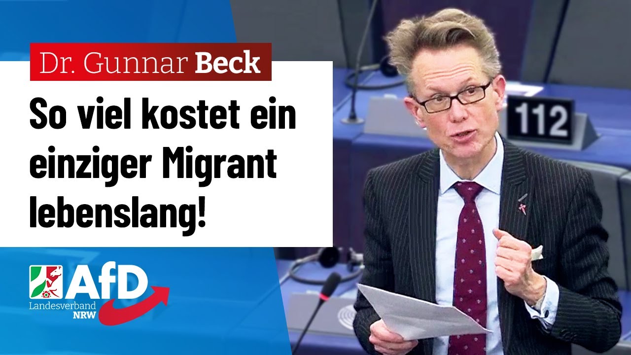 So viel kostet ein einziger Migrant lebenslang! – Dr. Gunnar Beck (AfD) - YouTube