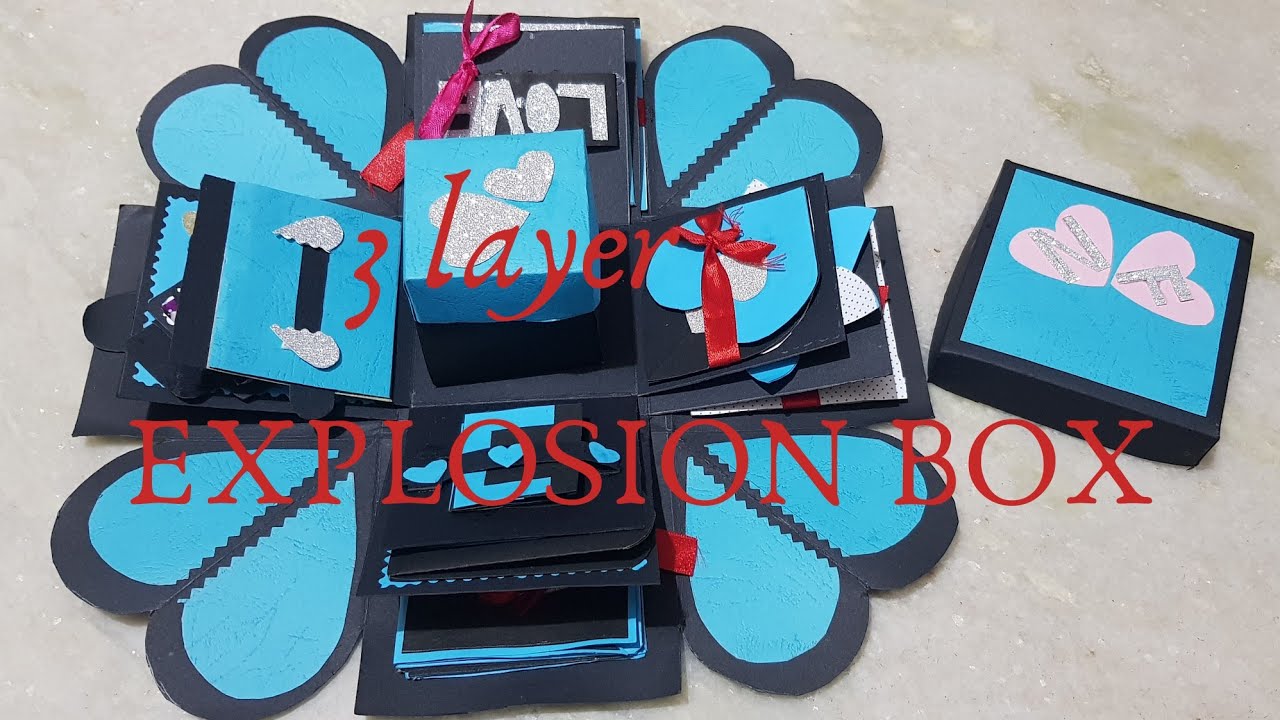 Anniversary 3 layer explosion box for husband/Handmade cards/Gifts for ...