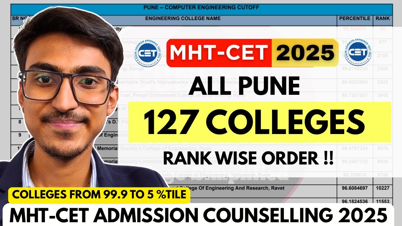 All 127 Colleges of Pune Rank Wise | Insider Talks | MHT CET 2025 CAP ...