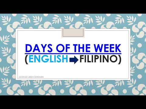 Days of the Week Translation from English to Filipino - YouTube