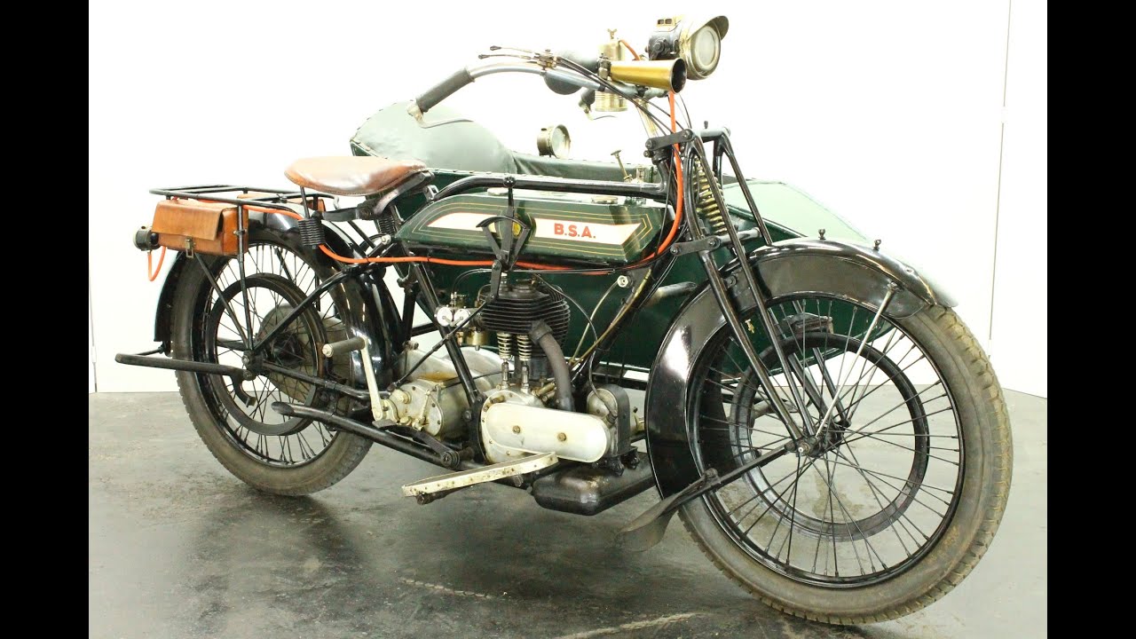 BSA Model H 1922 557cc 1 cyl sv combination - start up - YouTube