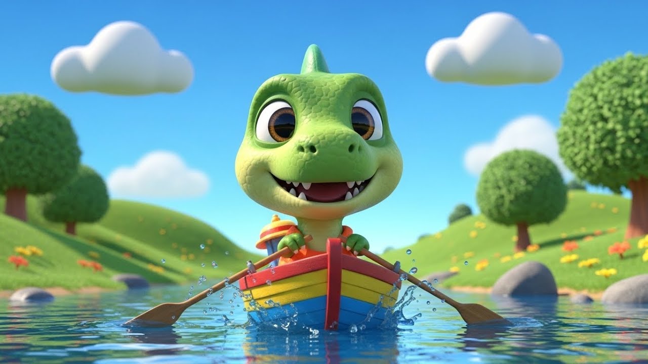 Row Row Your Dinosaur 🦕 | Fun Dinosaur Song for Kids | Nursery Rhymes ...
