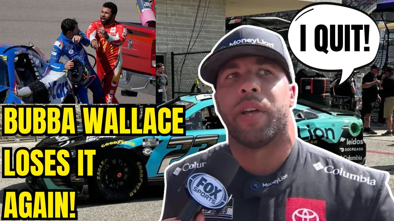 Bubba Wallace Has MELTDOWN During Echopark Automotive Grand Prix NASCAR Race! "I QUIT" - YouTube