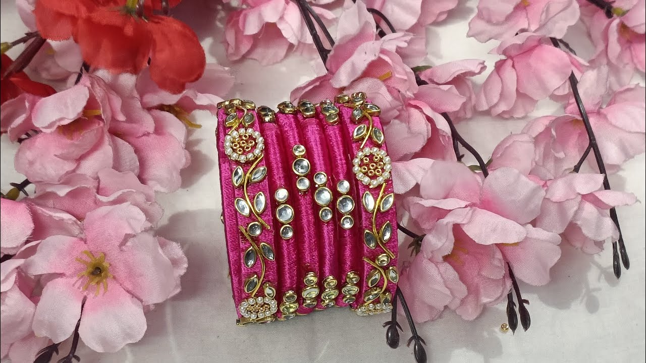 Easy and simple pink silk thread bangles making - YouTube