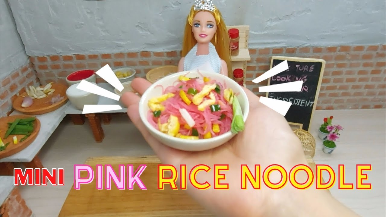 Pink Noodles | Thai Rice Noodles | Miniature cooking ASMR - YouTube