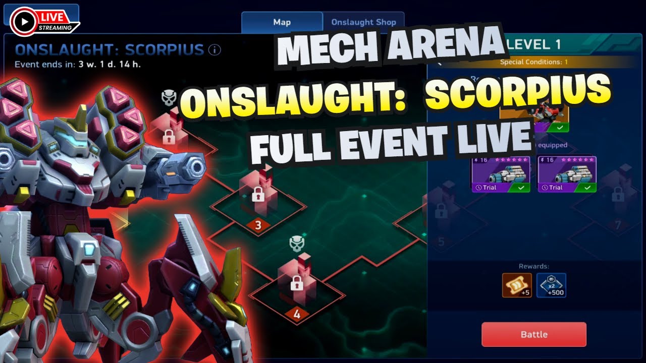 LIVE | Mech Arena | Onslaught: Scorpius EVENT - 12/04/2024 - YouTube