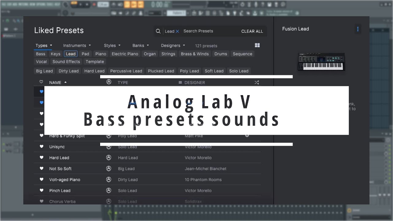 Analog Lab V Bass presets sounds プリセットサウンド - YouTube