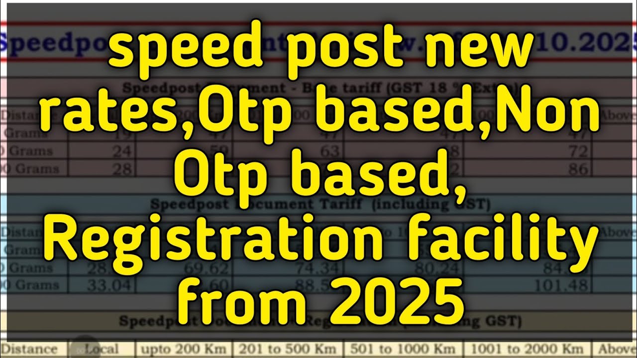 speed post new tariff from 2025 - YouTube