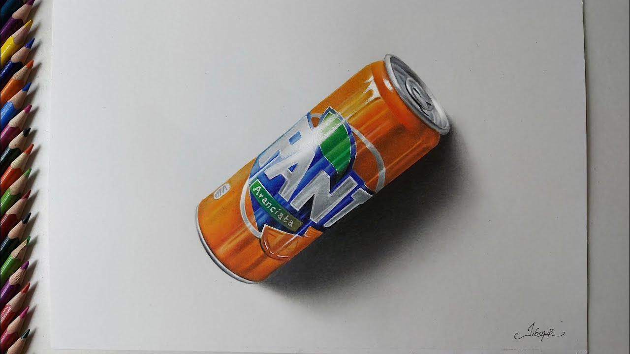 3D Drawing on Paper - Fanta Can | Timelapse | Realistic - YouTube