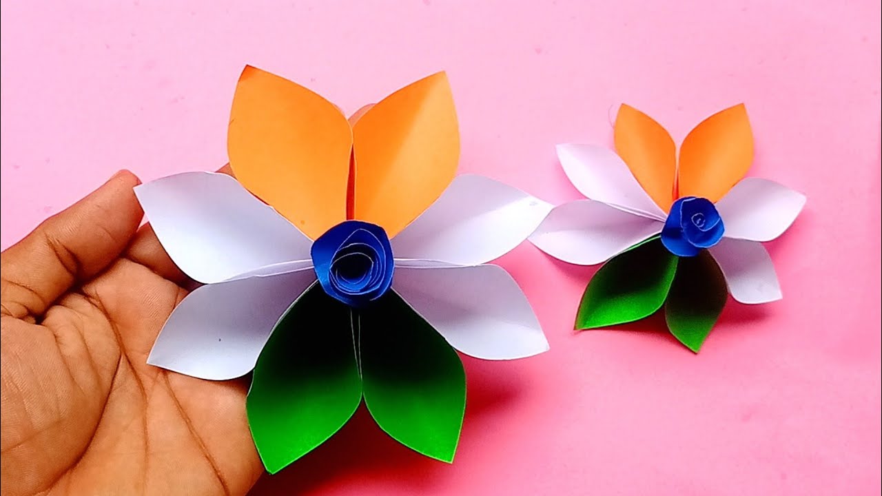 Tri color paper flower | Independence day Special | Tri color paper ...
