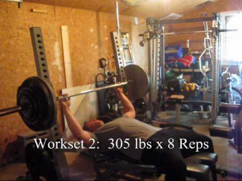 305 lbs x 2 x 8 - Ed Coan Bench Press Program - Week 3 (at 225 lbs ...