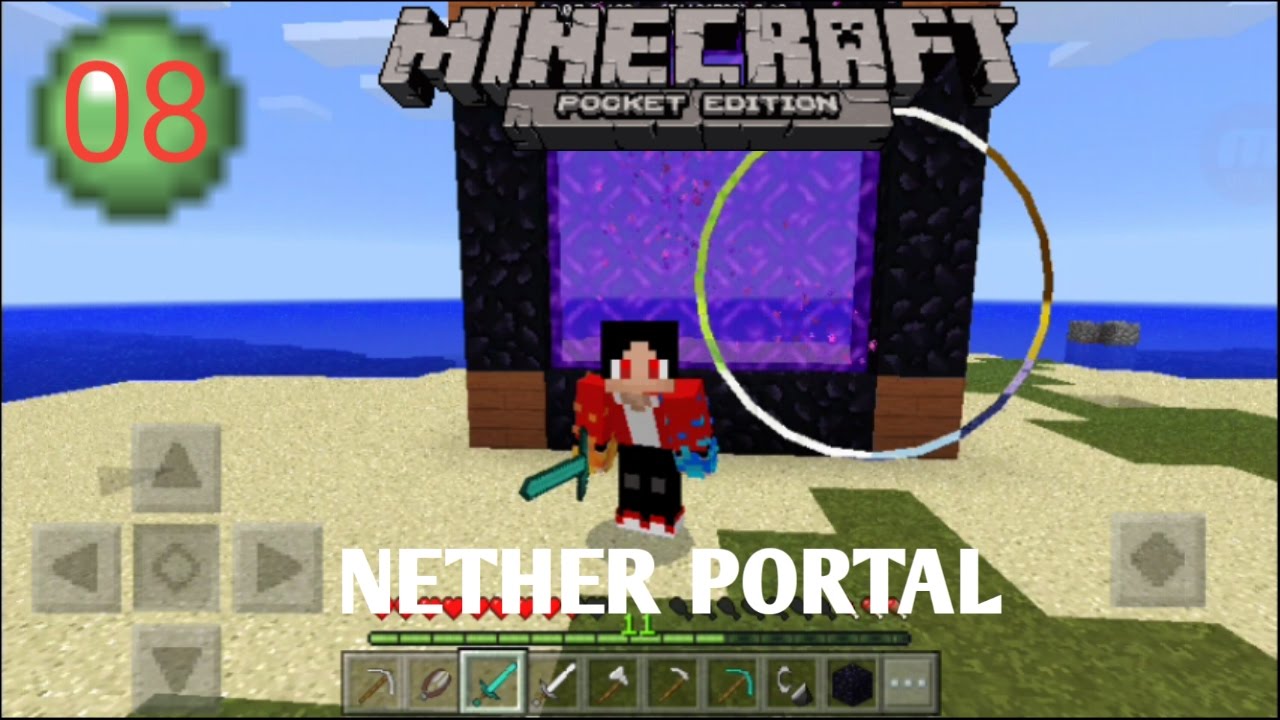 Minecraft Pe Survival~Buat Nether Portal~Part 08 - YouTube