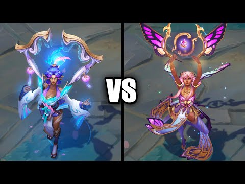 Spirit Blossom Karma vs Faerie Queen Karma Skins Comparison (League of Legends)