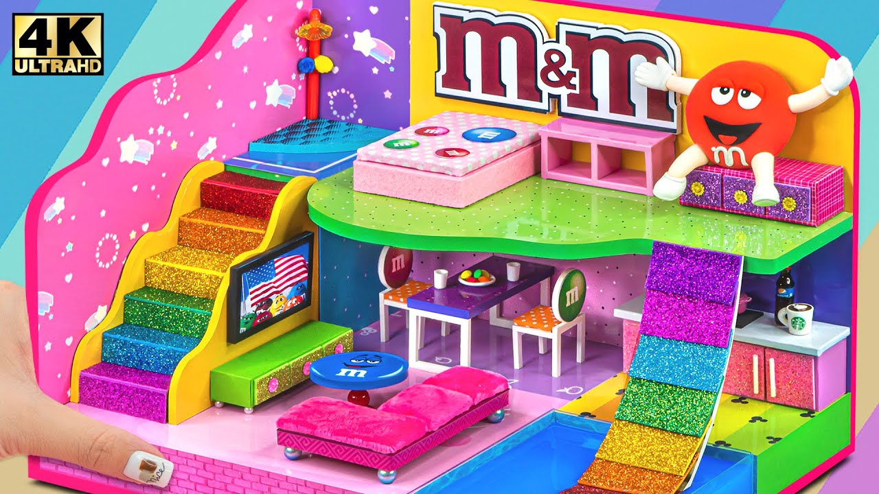 Build Rainbow Candy M&M Mini House Have 4 Rooms From Cardboard ️ DIY ...