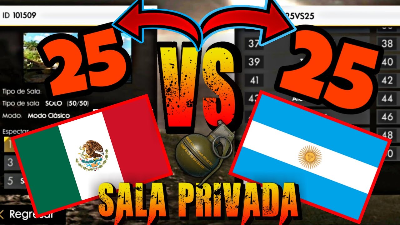 MEXICO Vs ARGENTINA - PARTIDA 25 Vs 25 EN FREE FIRE - YouTube