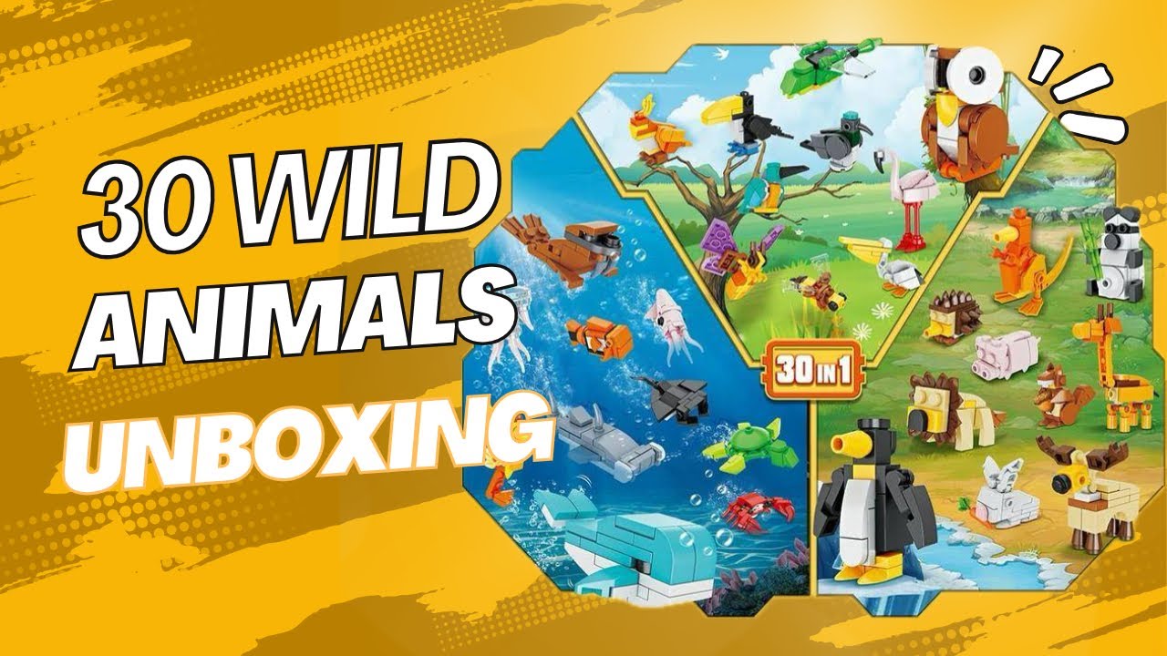 Chum built 30 wild animals with bricks | Toy Unboxing ASMR (No talking ...