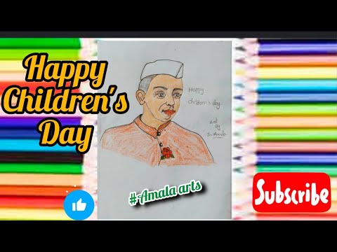 #Jawaharlal Nehru drawing #happy children's day#amala art#youtube # ...