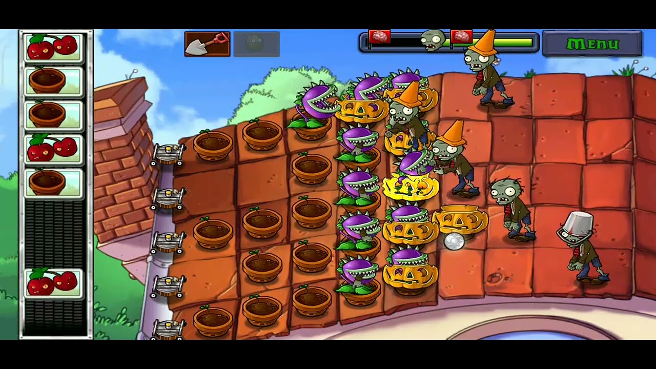 pvz rooftop gameplay garlic - YouTube