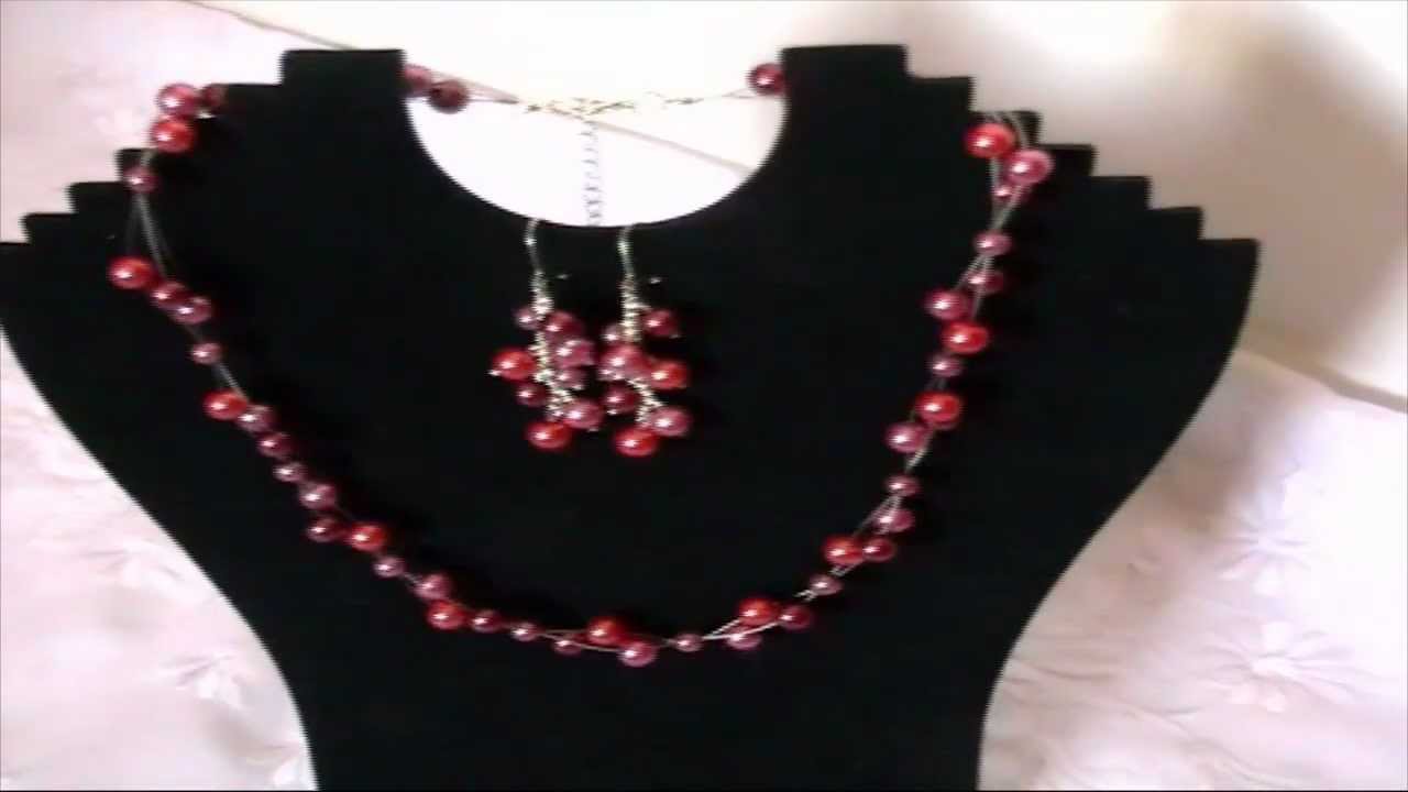 Bijuterii handmade online - Set perle roz inchis, mov-roz si rosii ...