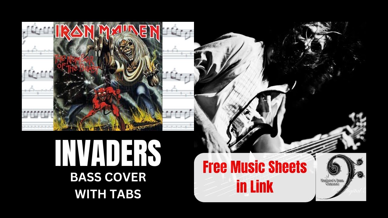 Invaders by Iron Maiden - Bass Cover (tablature & notation included ...