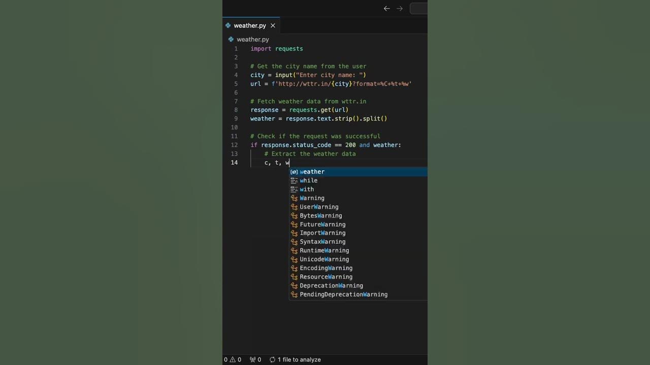 Create a Python Weather App in 10 Lines of Code! #shorts #python #weather - YouTube