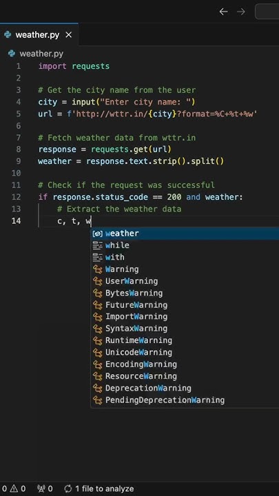 Create a Python Weather App in 10 Lines of Code! #shorts #python #weather - YouTube
