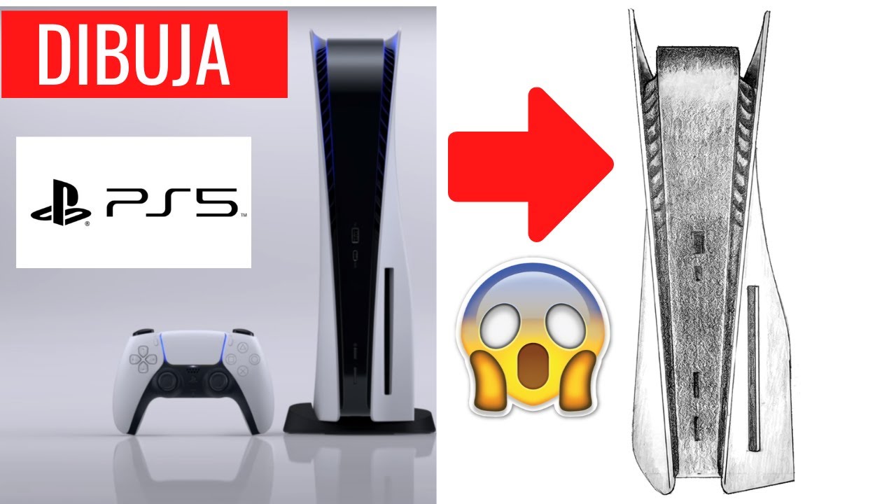 Como 🅳🅸🅱🆄🅹🅰🆁 una PLAYSTATION 5 🎮【 How to draw PS5 】*DIBUJOS A LAPIZ ...